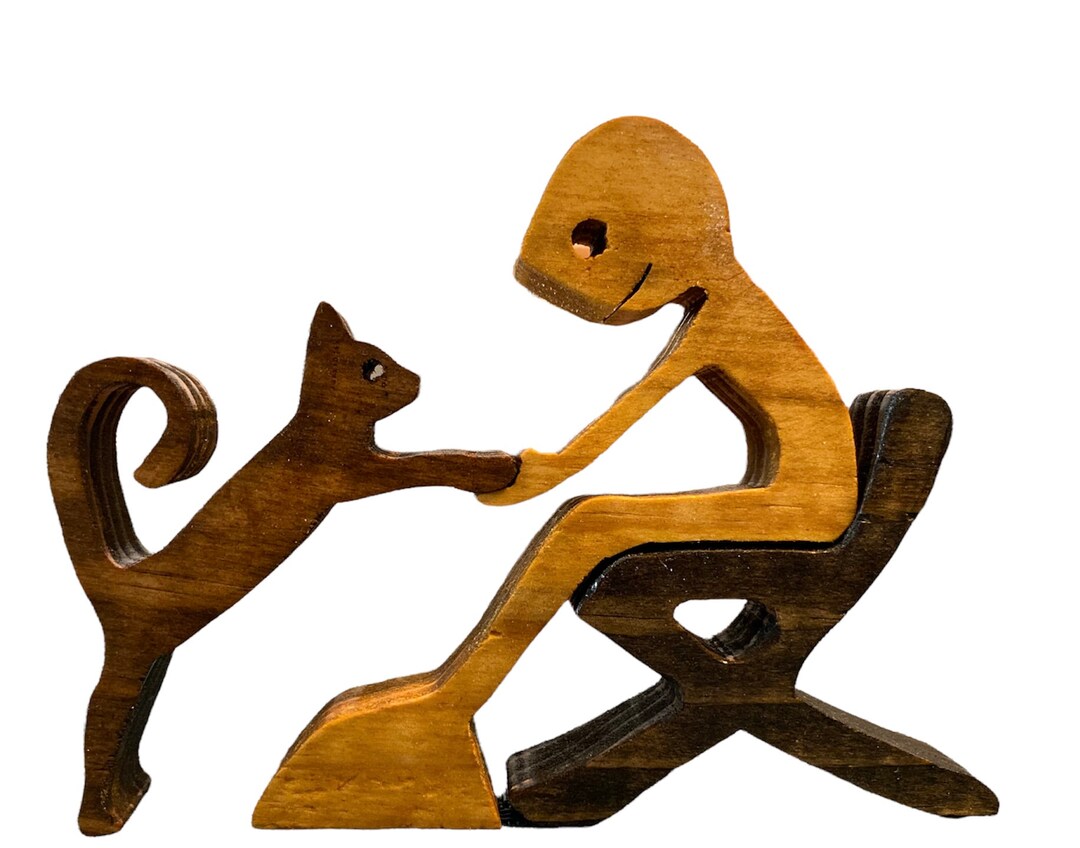 Male or Female Sitting With Cat Figure - Etsy