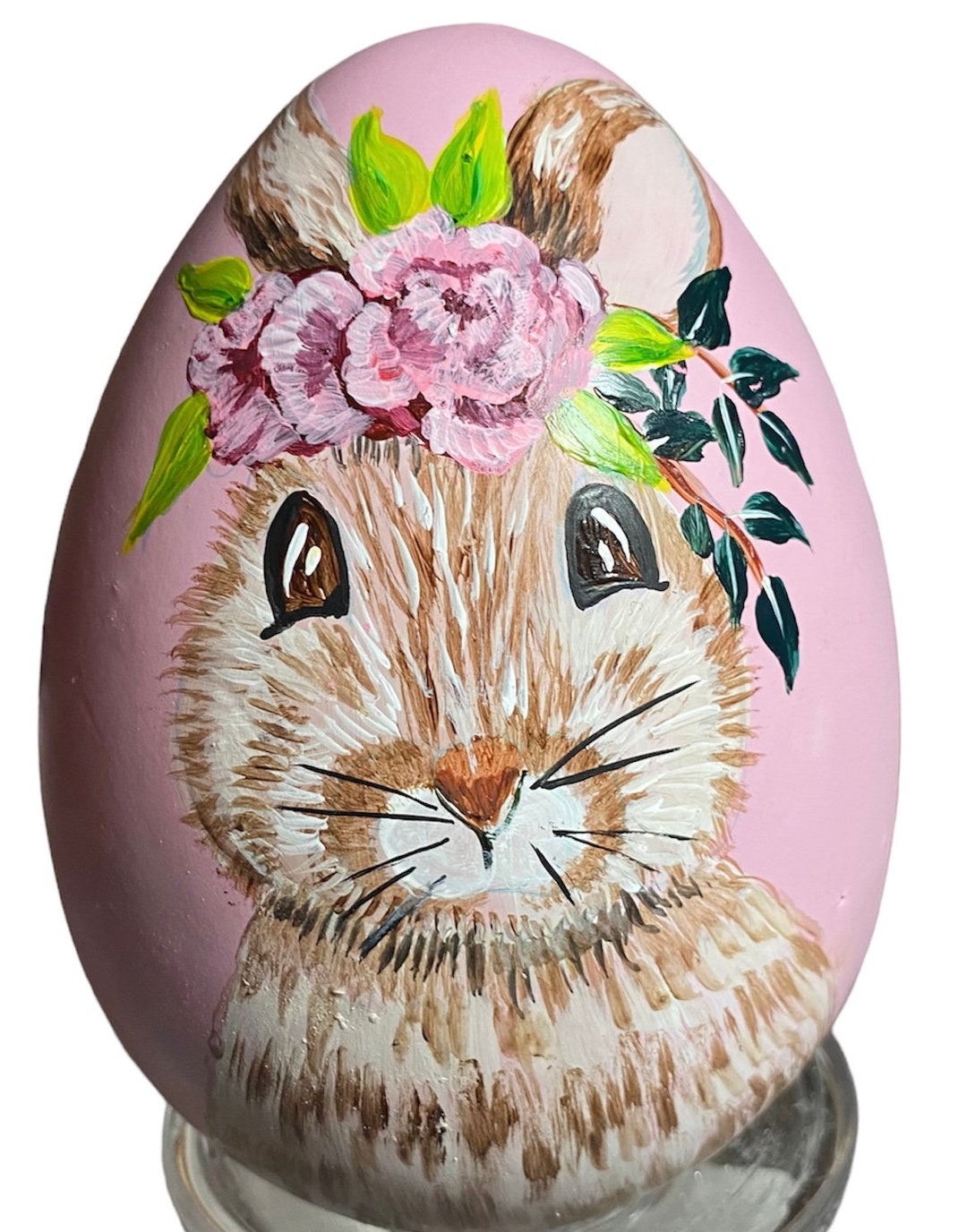 Hand Painted Bunny Rose Egg - Etsy