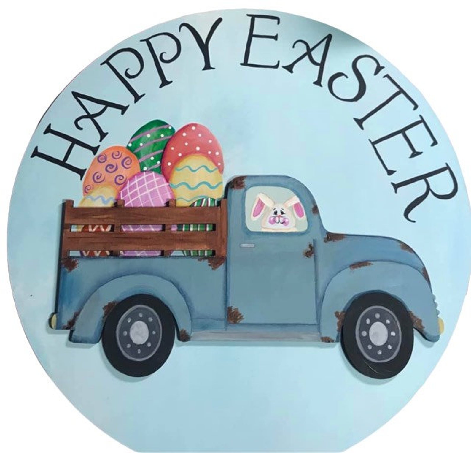 Hand Painted Easter Truck Wall/door Hanging - Etsy