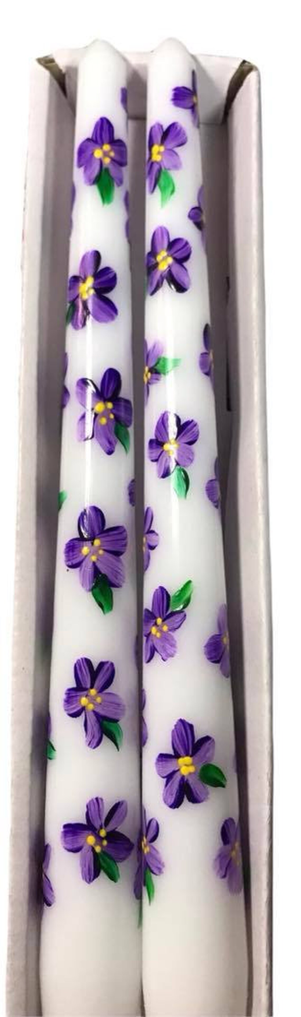 Hand Painted Violets Taper Candles - Etsy