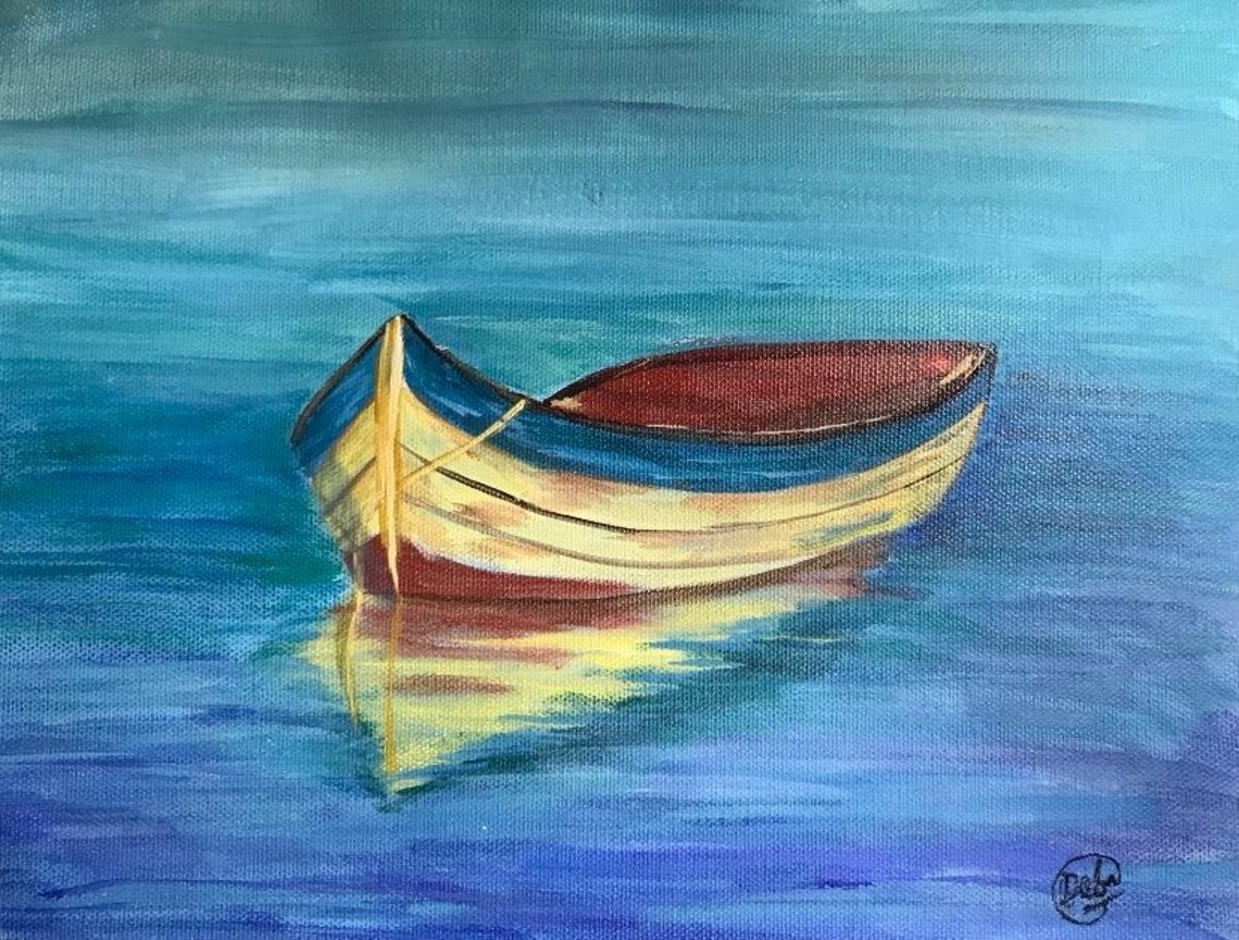 Hand Painted Row Boat Painting - Etsy