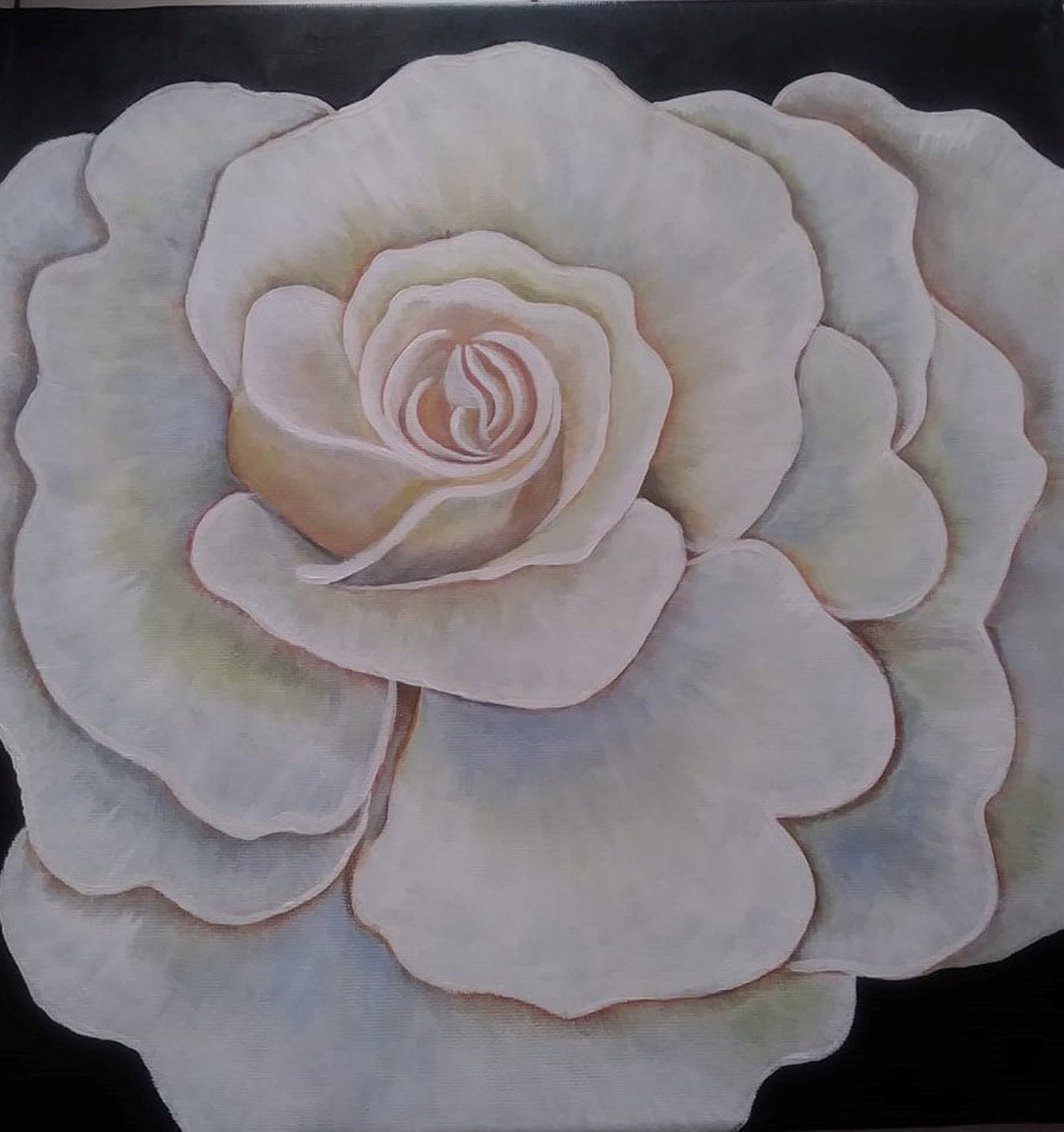 Hand Painted White Rose Painting - Etsy