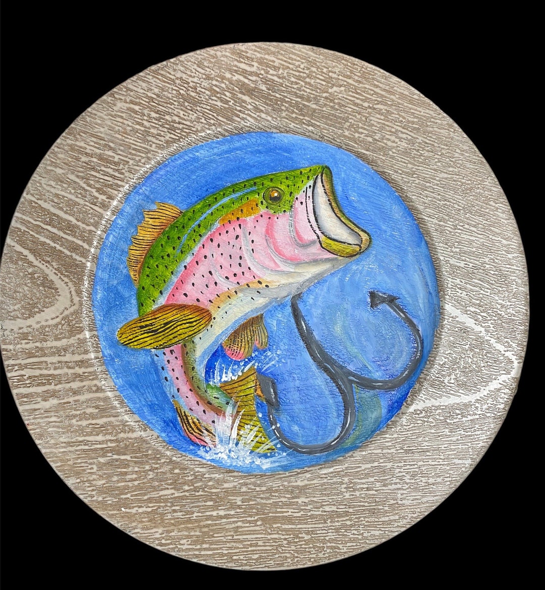 Hand Painted Rainbow Trout Plate - Etsy