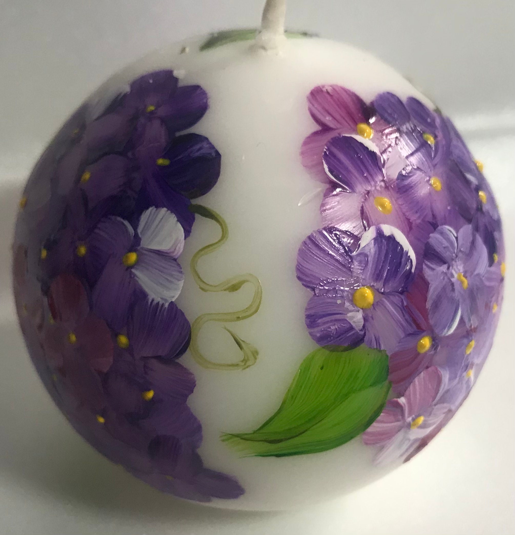 Hand Painted Purple Hydrangea Sphere Candle - Etsy