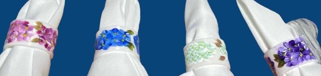 Hand Painted Hydrangeas Napkin Rings. Choose Colors and Quantities - Etsy