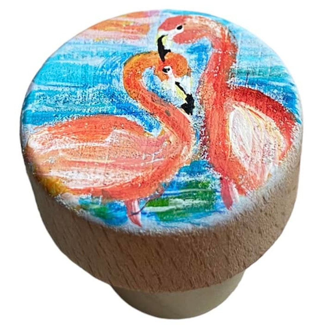 Hand Painted Flamingos Wine Bottle Stopper - Etsy