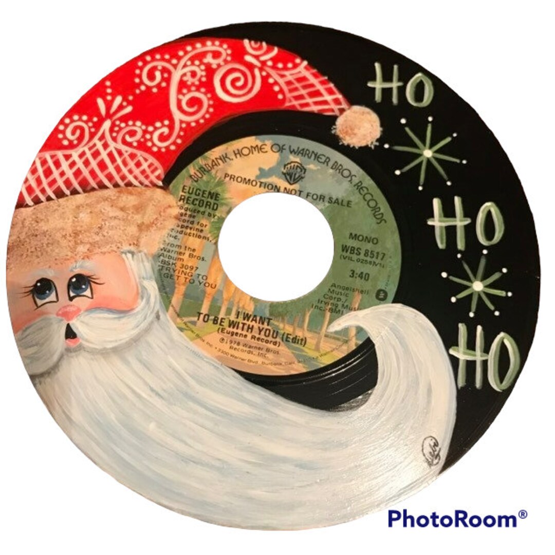 Hand Painted Santa 45 Record - Etsy