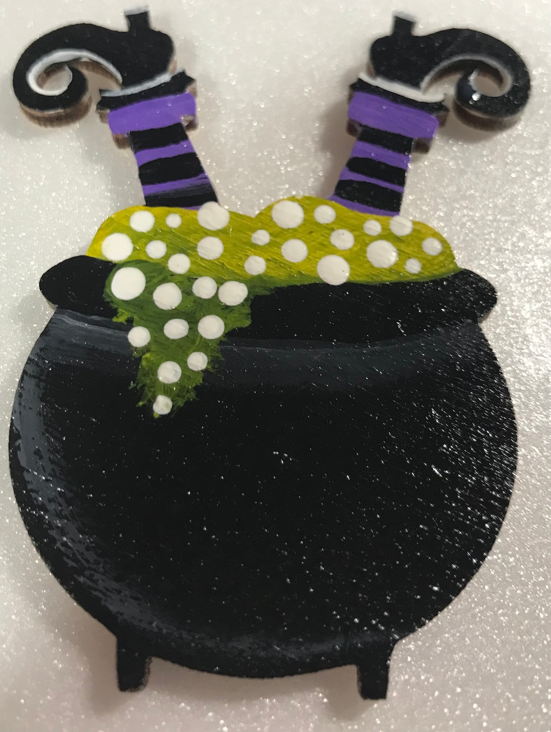 Hand Painted Cauldron With Witch Legs Pin - Etsy