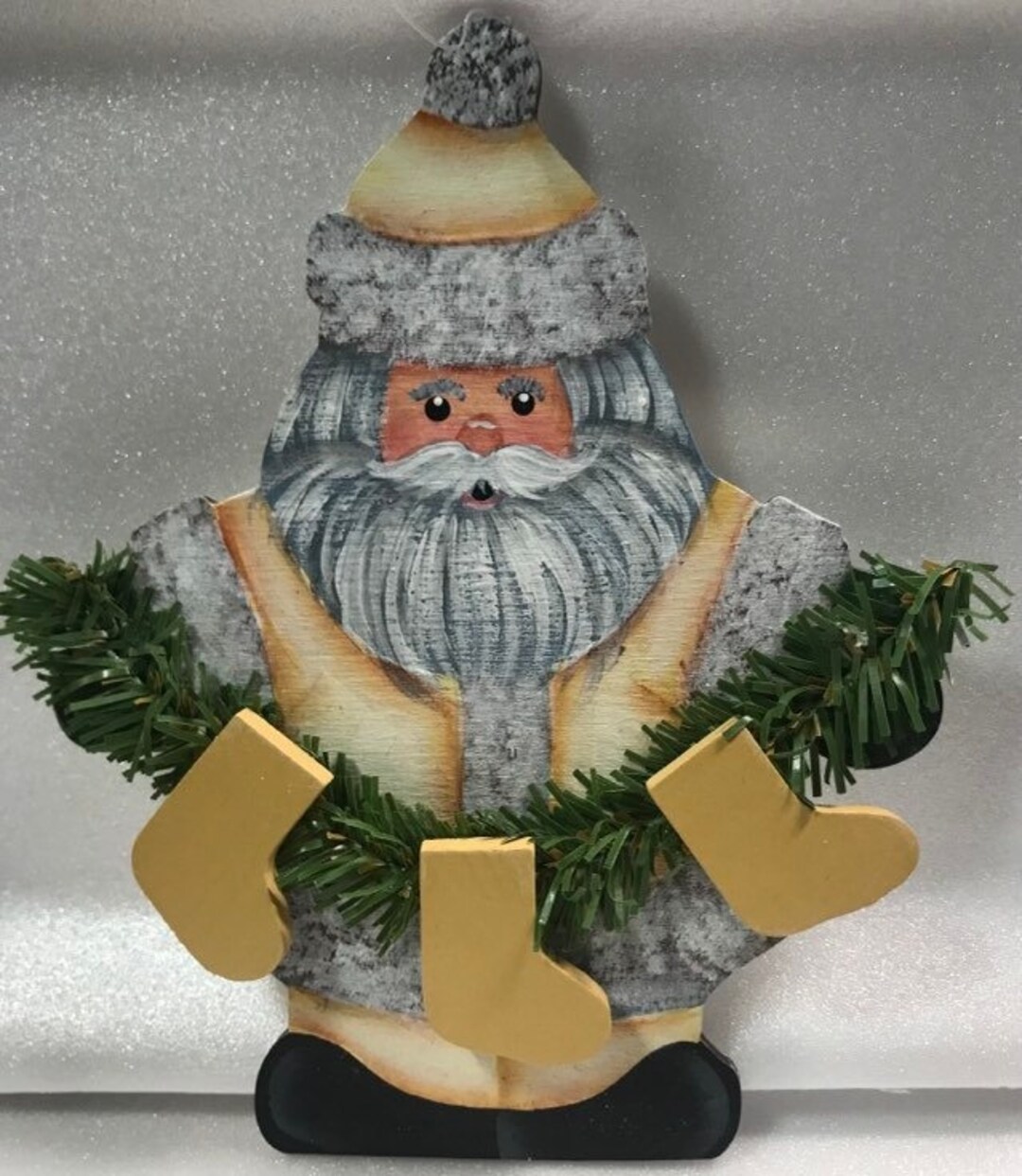 Personalized Hand Painted Santa With 3 Stockings Ornament - Etsy