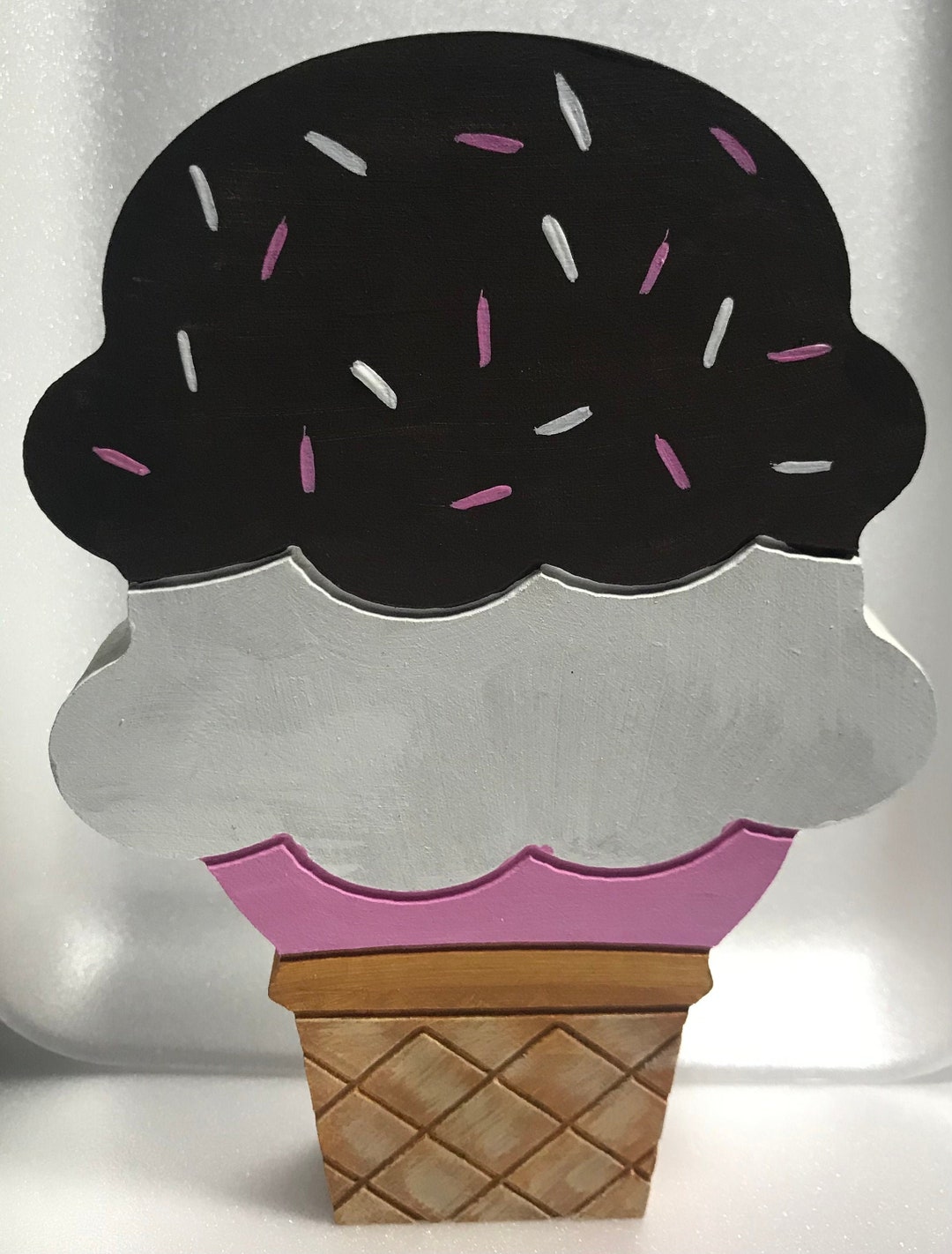 Hand Painted Ice Cream Cone Shelf Sitter - Etsy