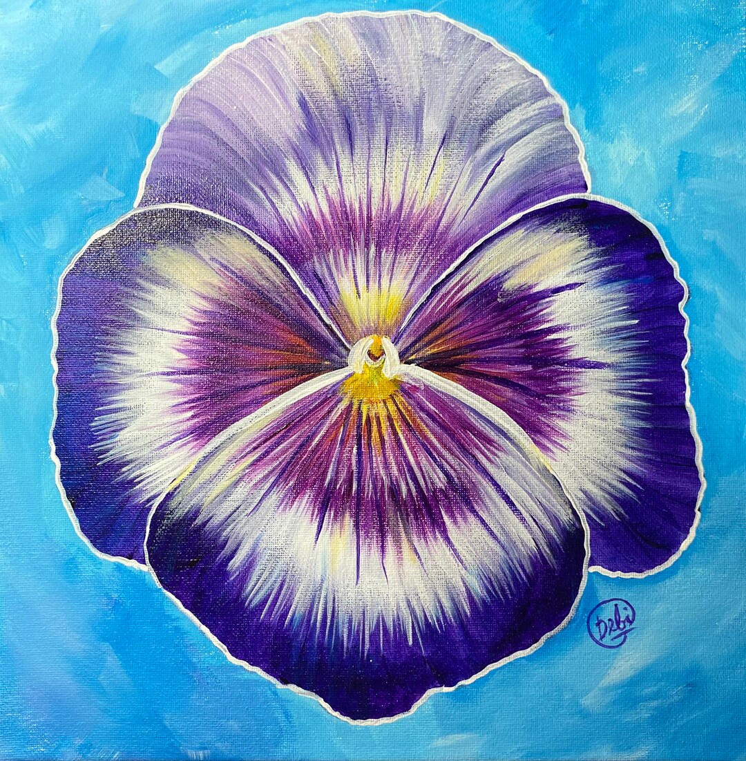 Hand Painted Purple Pansy Art - Etsy