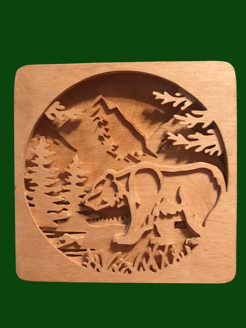 Bear in the Woods 3D Scroll Saw Art - Etsy