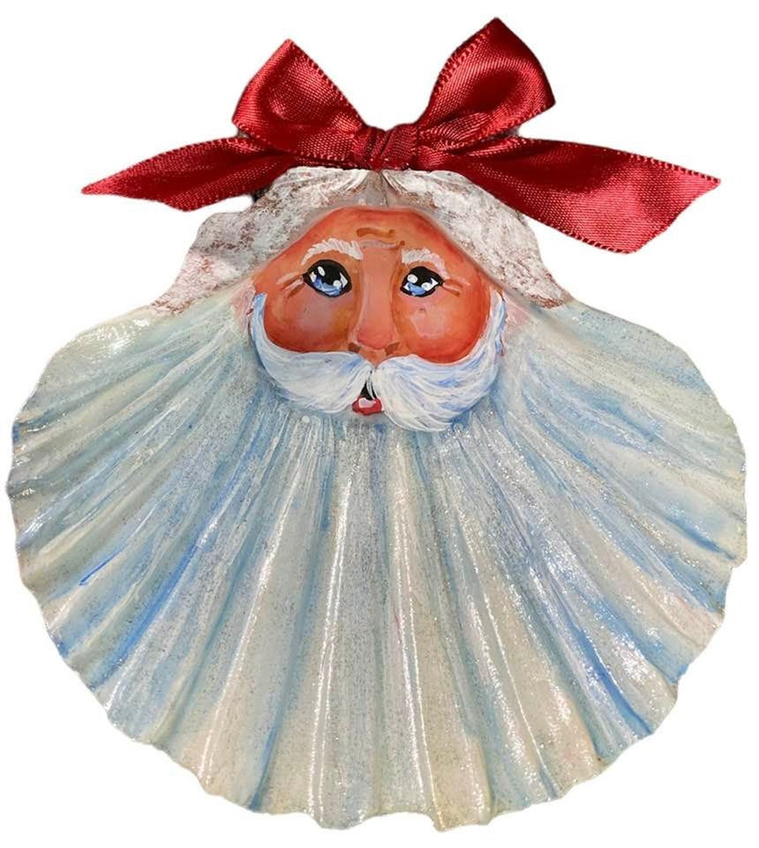 Hand Painted Santa Seashell Ornament - Etsy