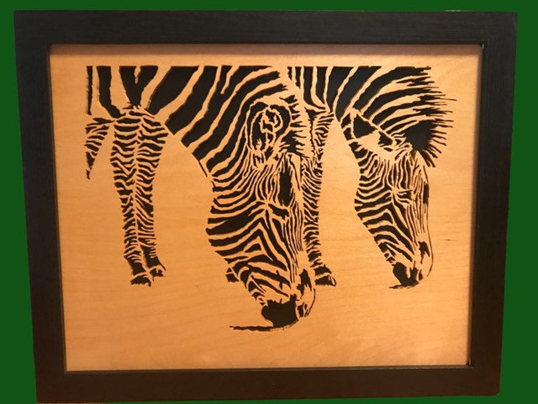 Double Zebra Scroll Saw Art - Etsy
