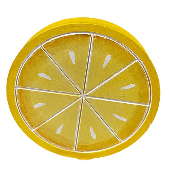 Hand Painted Lemon Slice Shelf Sitter - Etsy