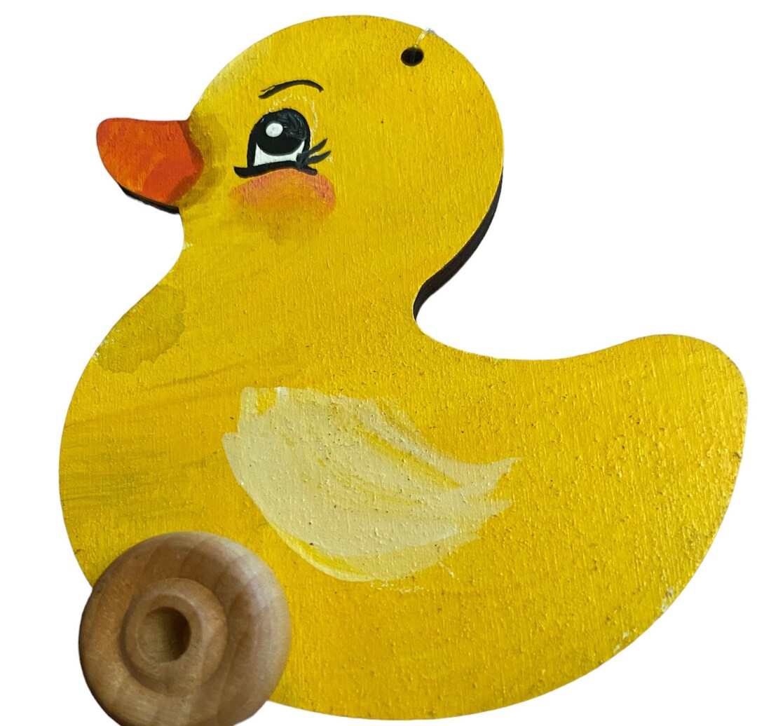 Personalized Hand Painted Duckie Pull Toy Ornament - Etsy