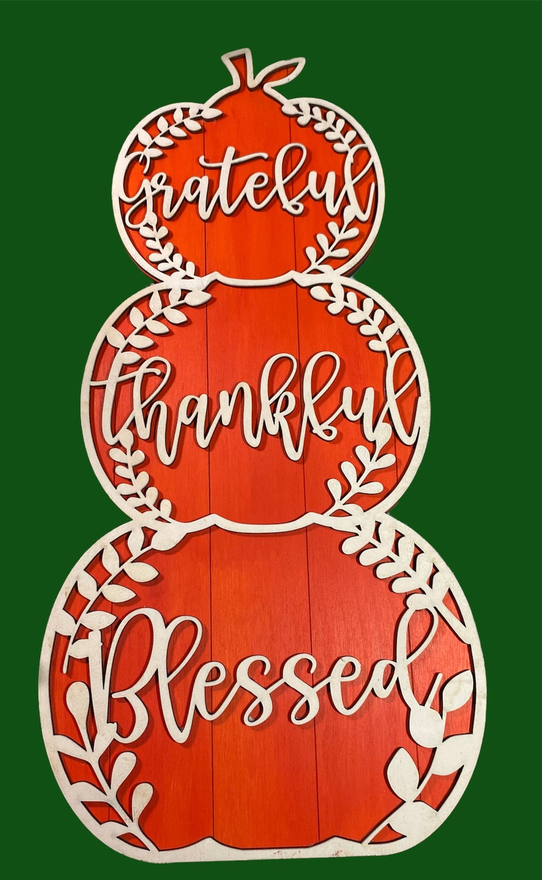 Hand Painted Fall Stacked Word Pumpkin Wall/door Hanger - Etsy