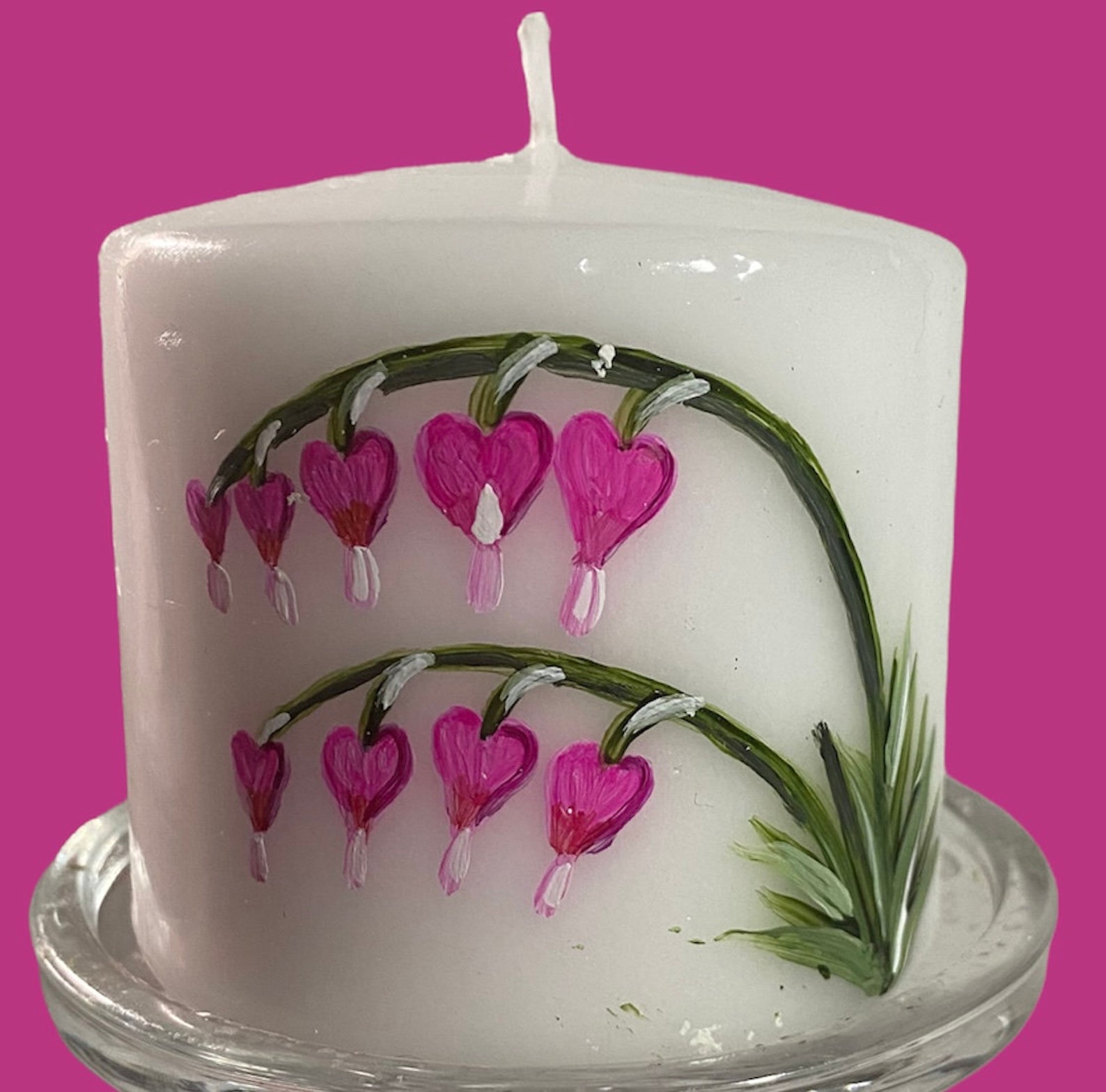 Hand Painted Bleeding Hearts Pillar Candle - Etsy