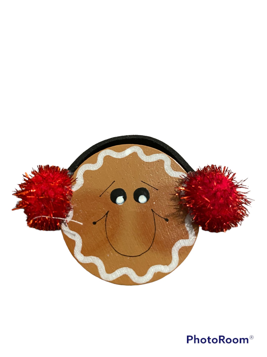 Hand Painted Gingerbread Face With Ear Muffs - Etsy