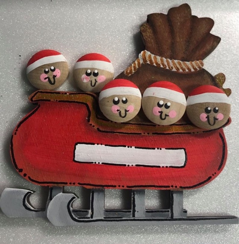 Personalized Family Sleigh With 4 or 5 Heads - Etsy