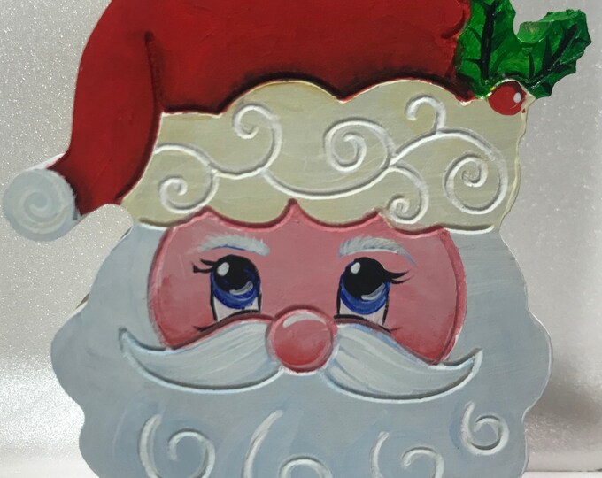 Hand Painted Santa Face Shelf Sitter - Etsy