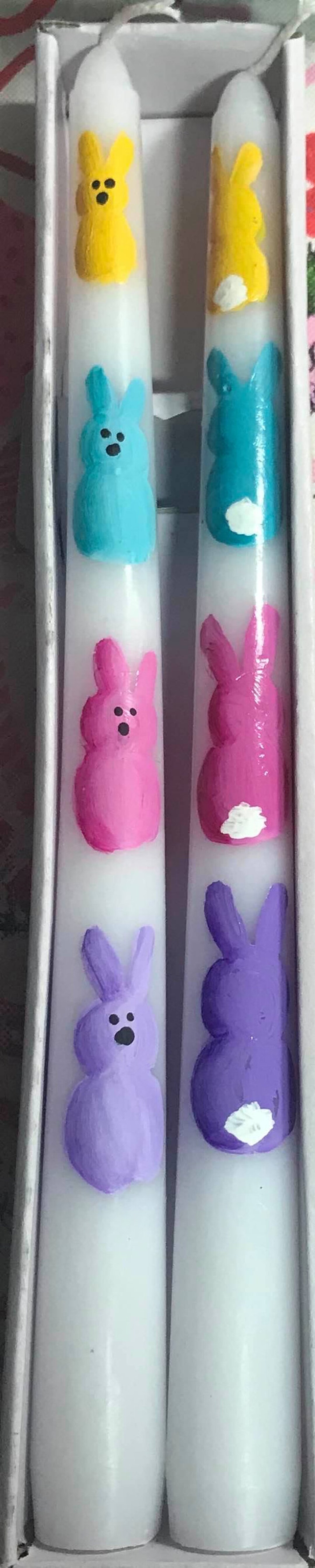 Hand Painted Easter Peeps Taper Candles - Etsy