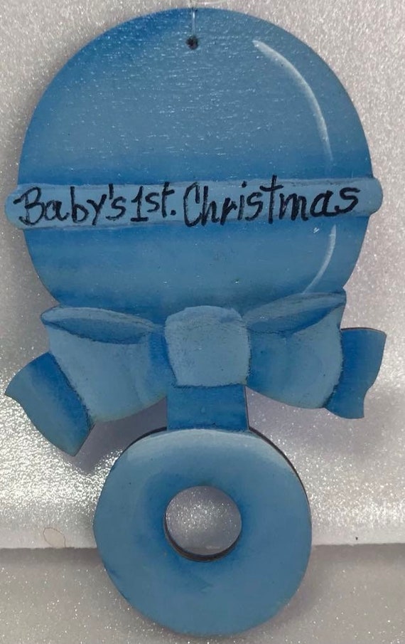 Personalized Hand Painted Baby's 1st Christmas Rattle - Etsy