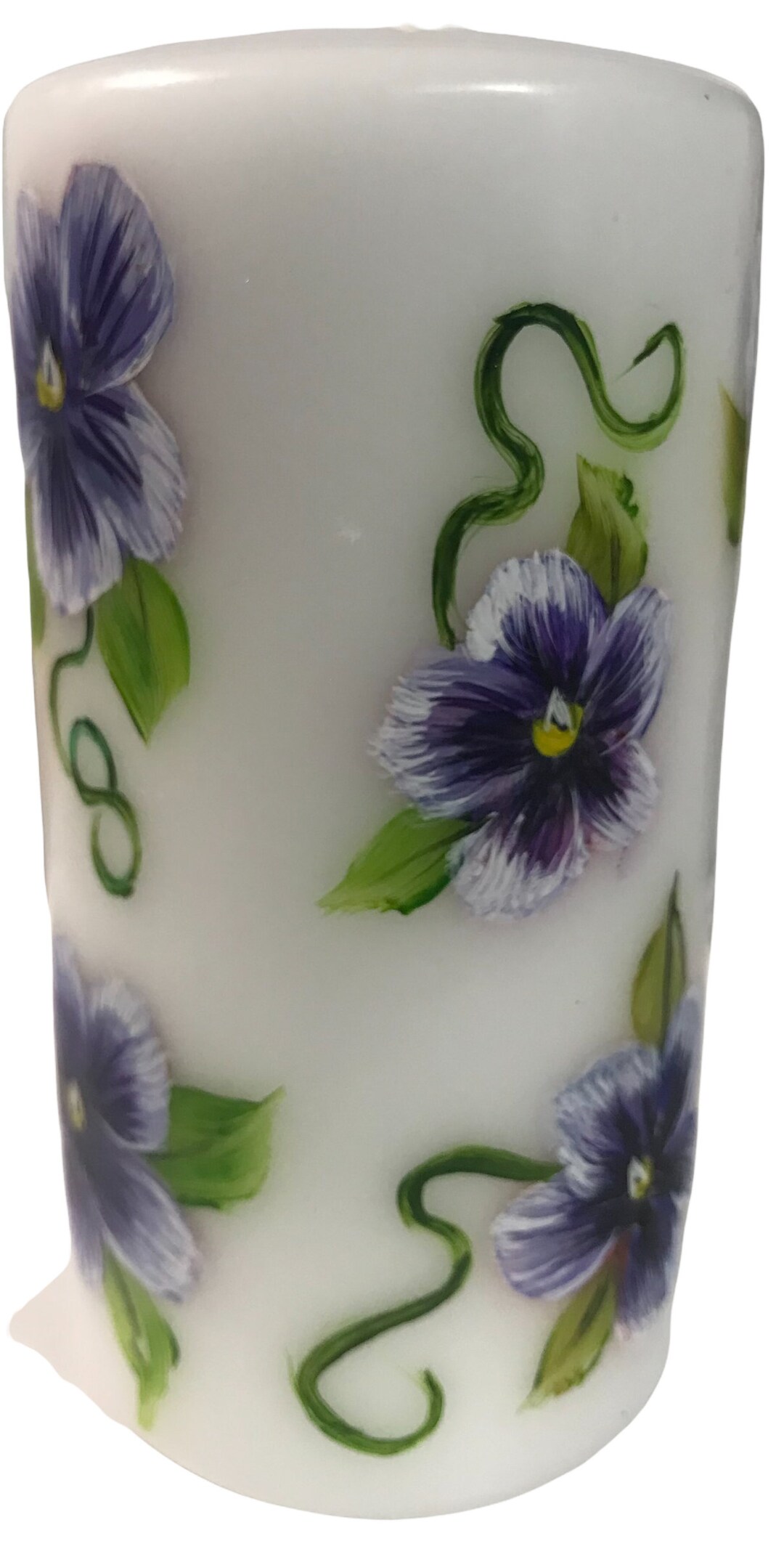 Hand Painted Violets Pillar Candle - Etsy