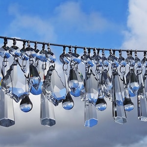 25 Chandelier Drops Clear Glass Antique Shapes Crystals Droplets Prisms ...