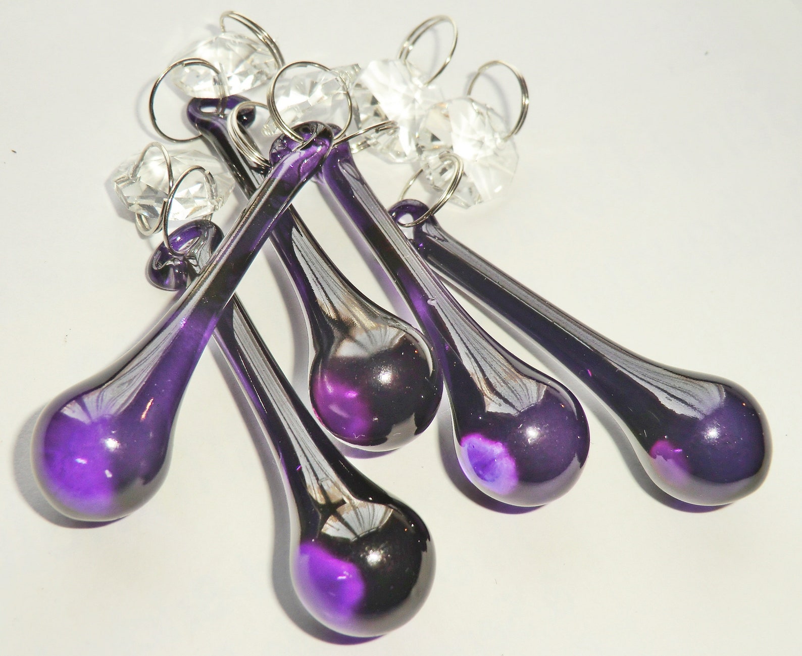 Purple Chandelier Drops Glass Crystals Droplets Gothic Chic - Etsy