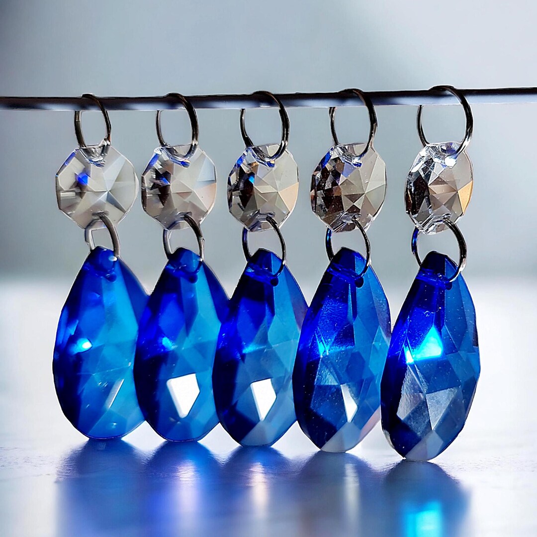 Cobalt Blue Chandelier Drops Glass Crystals Droplets Oval Sun Catcher ...