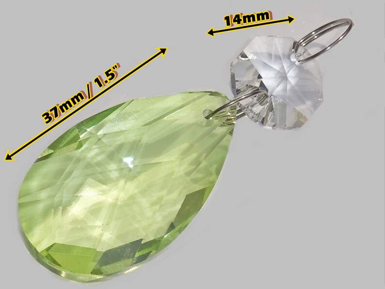 Sage Green Chandelier Drops Oval Almond Glass Crystals - Etsy UK