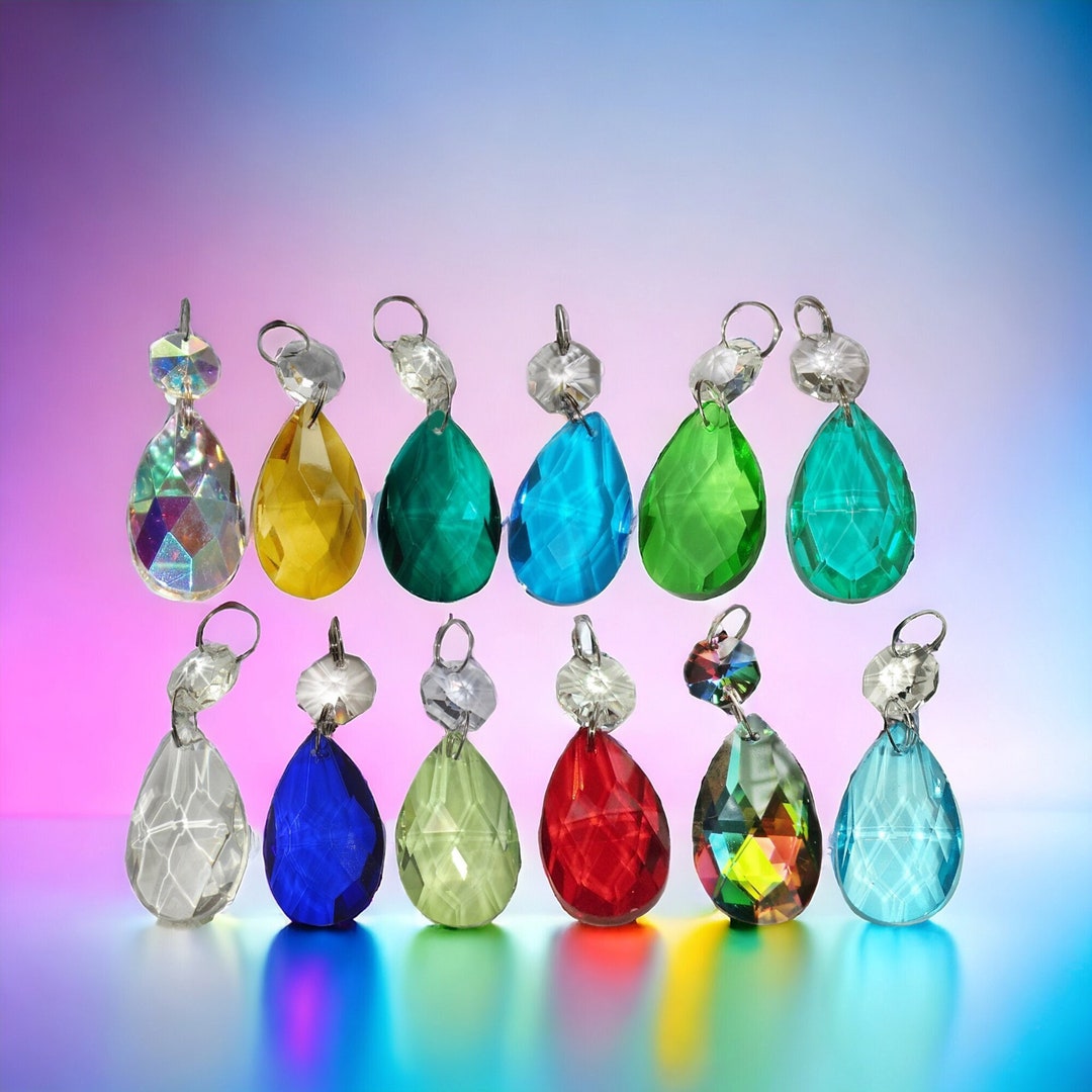 Pick a Colour - Oval Teardrop Chandelier Drops Glass Crystals Droplets ...