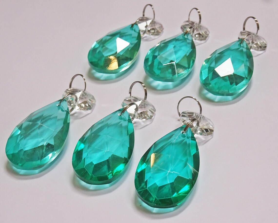 Aqua Marine Turquoise Chandelier Drops Glass Crystals Droplets | Etsy