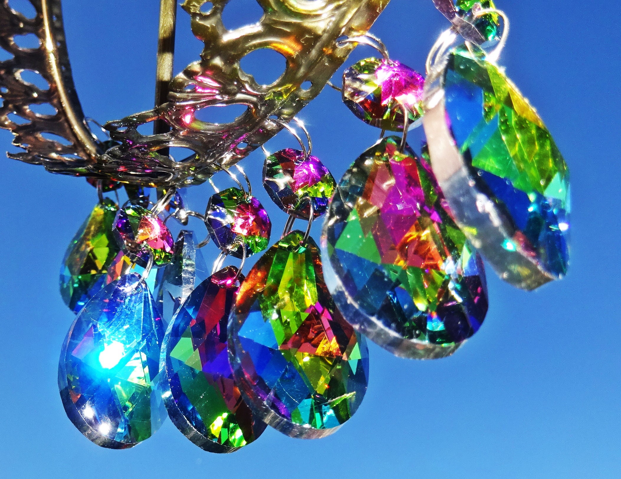 Choice of 4 Shapes Rainbow Vitrail Chandelier Glass Light - Etsy UK
