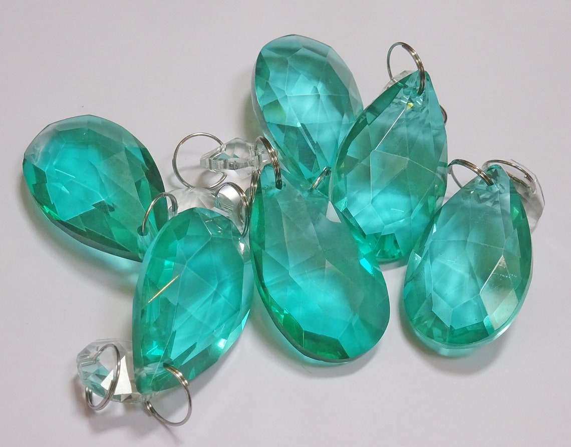 Aqua Marine Turquoise Chandelier Drops Glass Crystals Droplets - Etsy UK