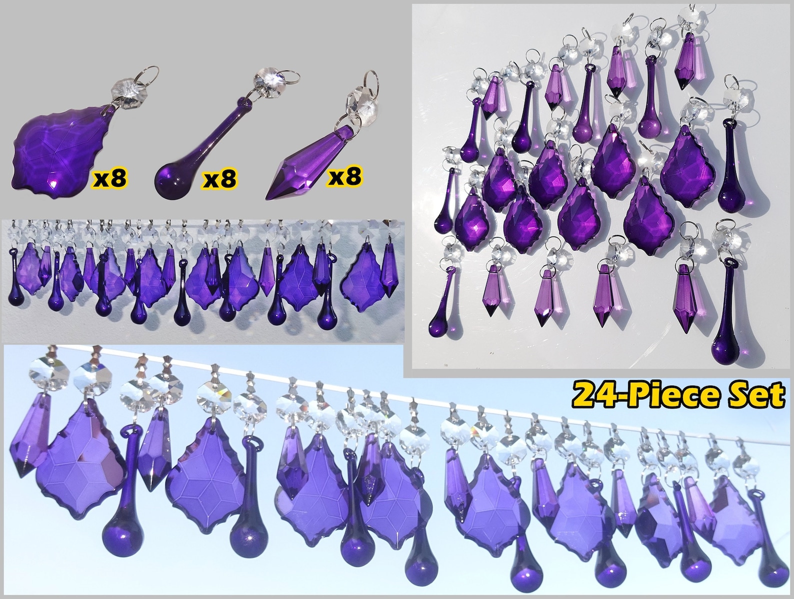 24 Antique Purple Chandelier Drops Glass Crystals Droplets - Etsy Canada