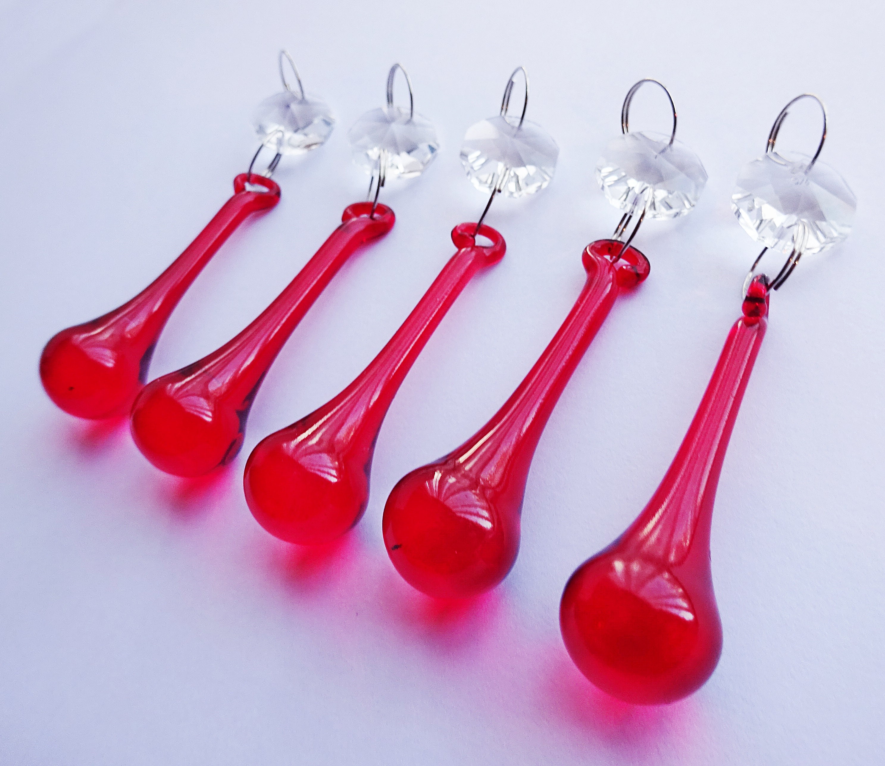 Choice of 11 Colours - 5 Chandelier Drops Glass Crystals Droplets Chic ...