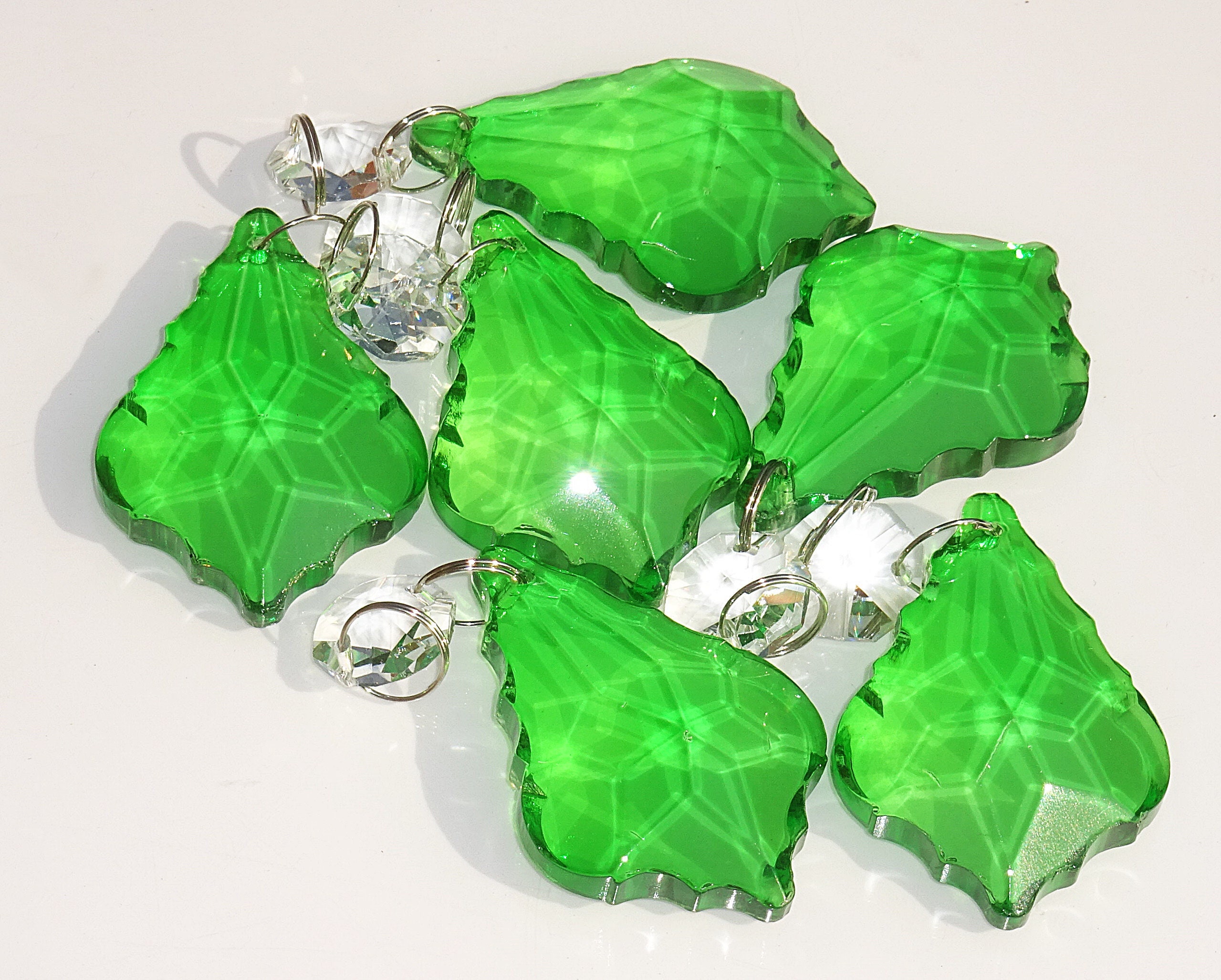 Emerald Green Chandelier Drops Glass Light Deco Crystals Droplets 2 ...
