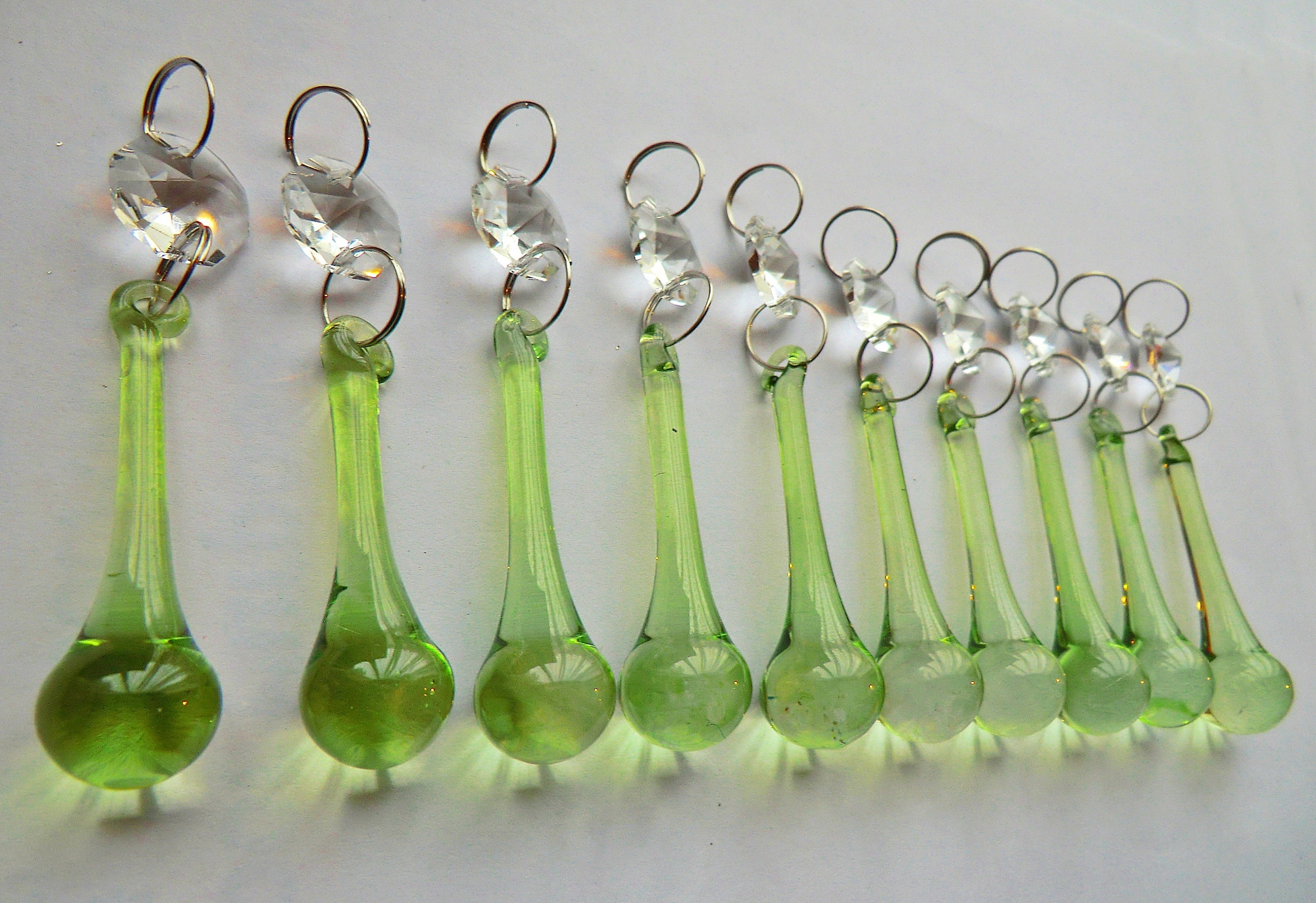 Sage Green Chandelier Drops Glass Crystals Droplets Prisms Orb Beads ...