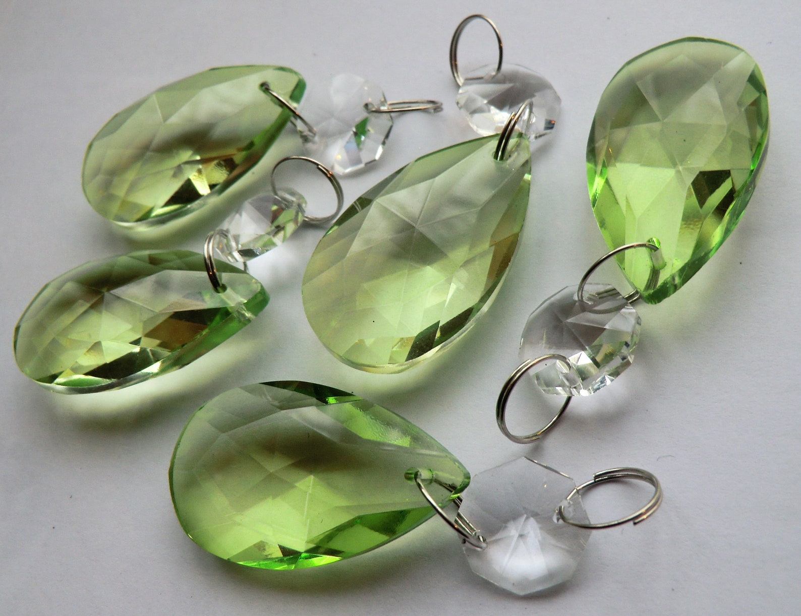 Sage Green Chandelier Drops Oval Almond Glass Crystals - Etsy UK