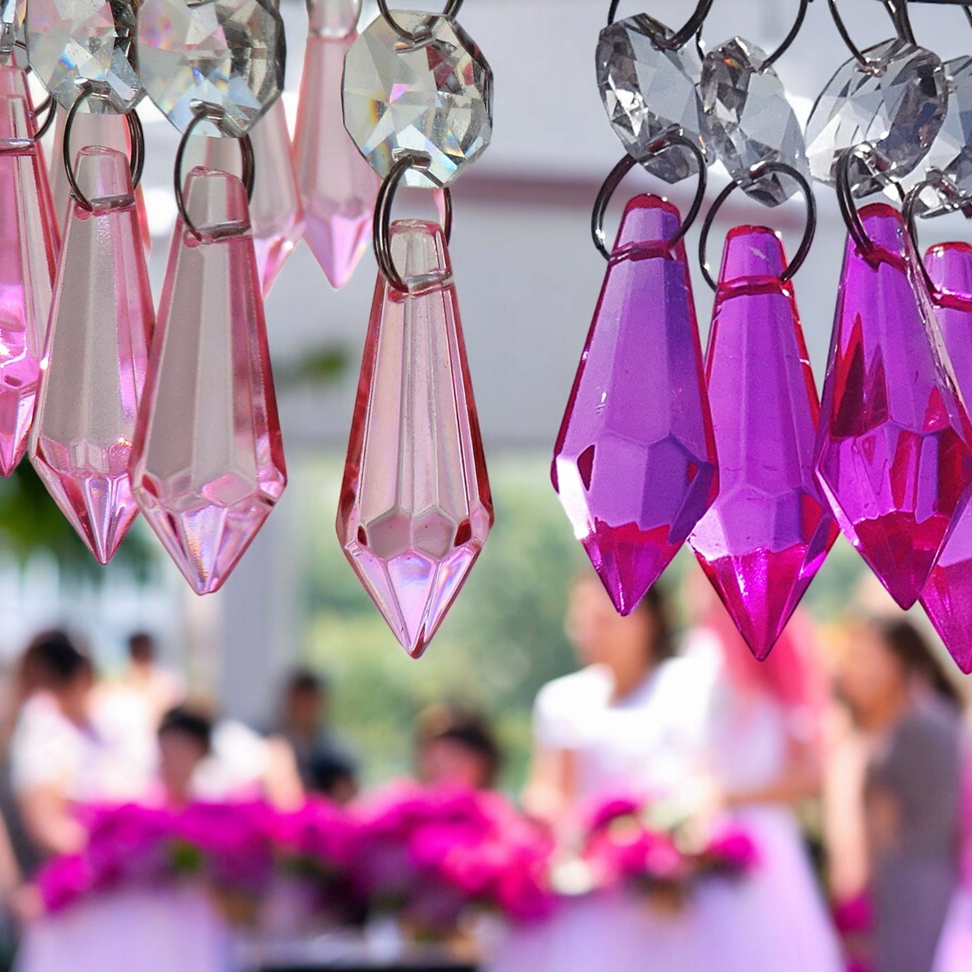 Rose OR Hot Pink Chandelier Drops Glass Crystals Shabby Droplets Chic Torpedo Icicle Beads Vintage Christmas Tree Wedding Decorations Crafts Etsy