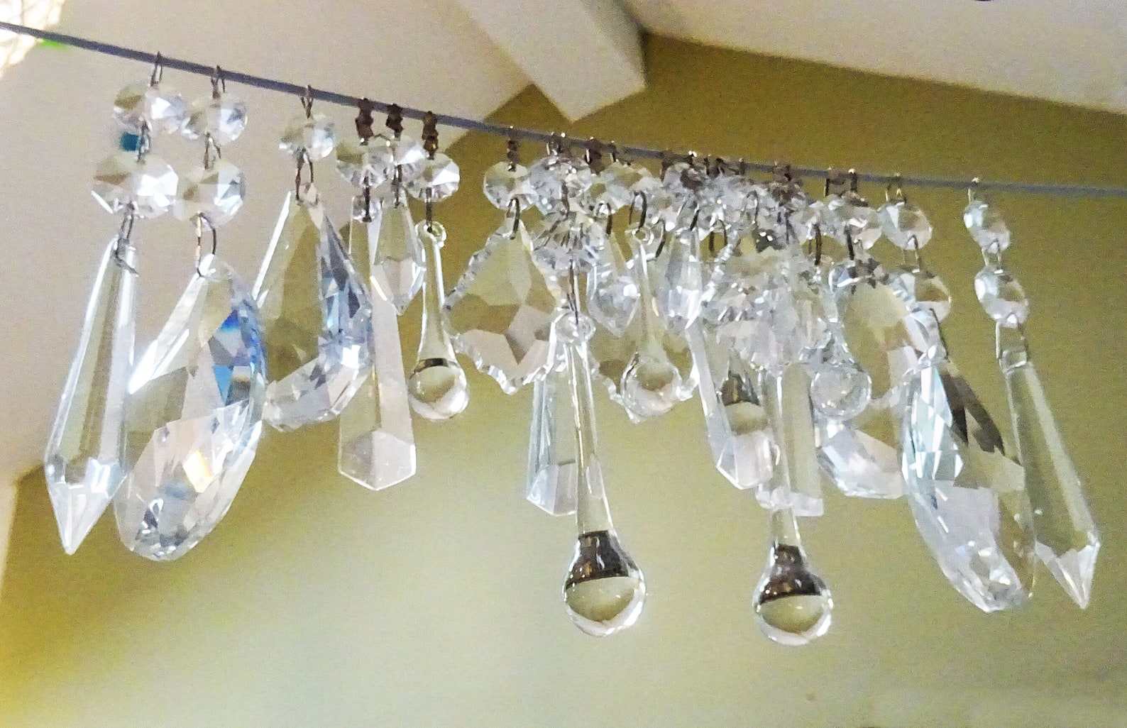 24 Chandelier Drops Parts Glass & XL Prisms Crystals Shabby Droplets ...