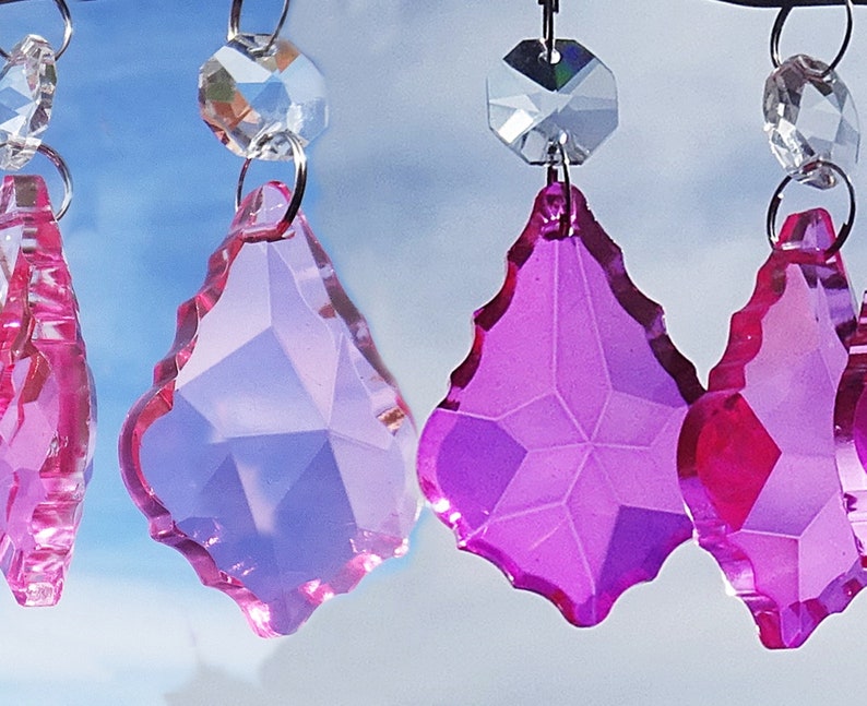 Rose Pink OR Hot Pink Chandelier Drops Glass Crystals Droplets - Etsy