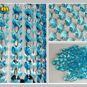 14mm Turquoise Teal OR Blue Octagon Chandelier Drops Glass Light Parts ...