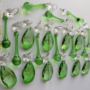20 Emerald Green Chandelier Drops Glass Crystals Droplets Chic Mix ...