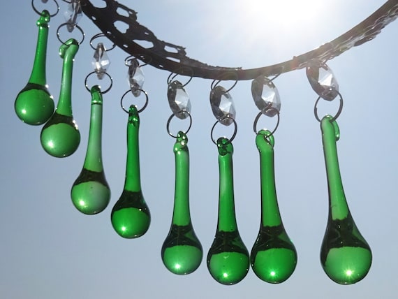 Emerald Green Chandelier Drops Glass Crystals Droplets Orb - Etsy