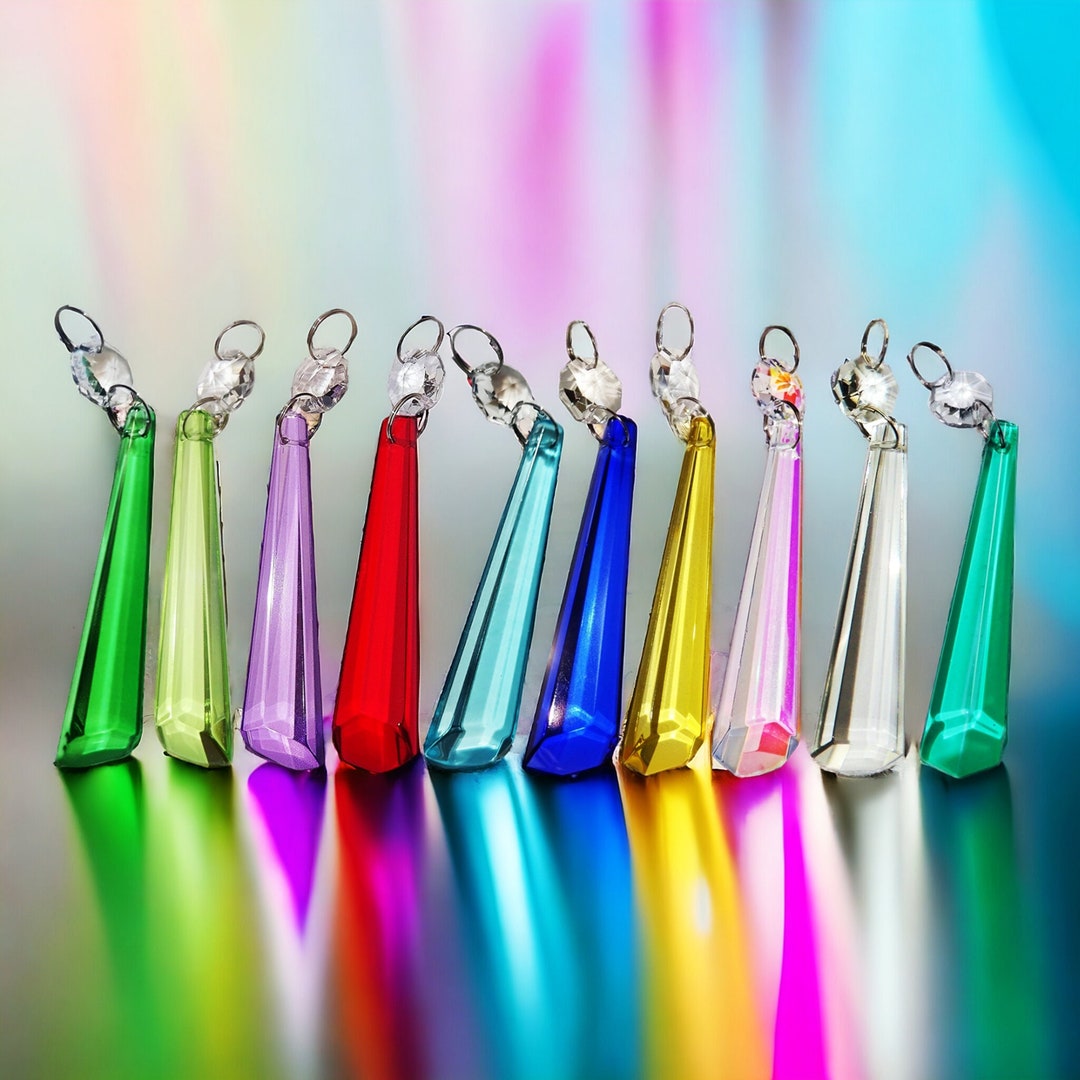 Choice of 11 Colors Blunt End Icicle Chandelier Glass Crystals Droplets ...