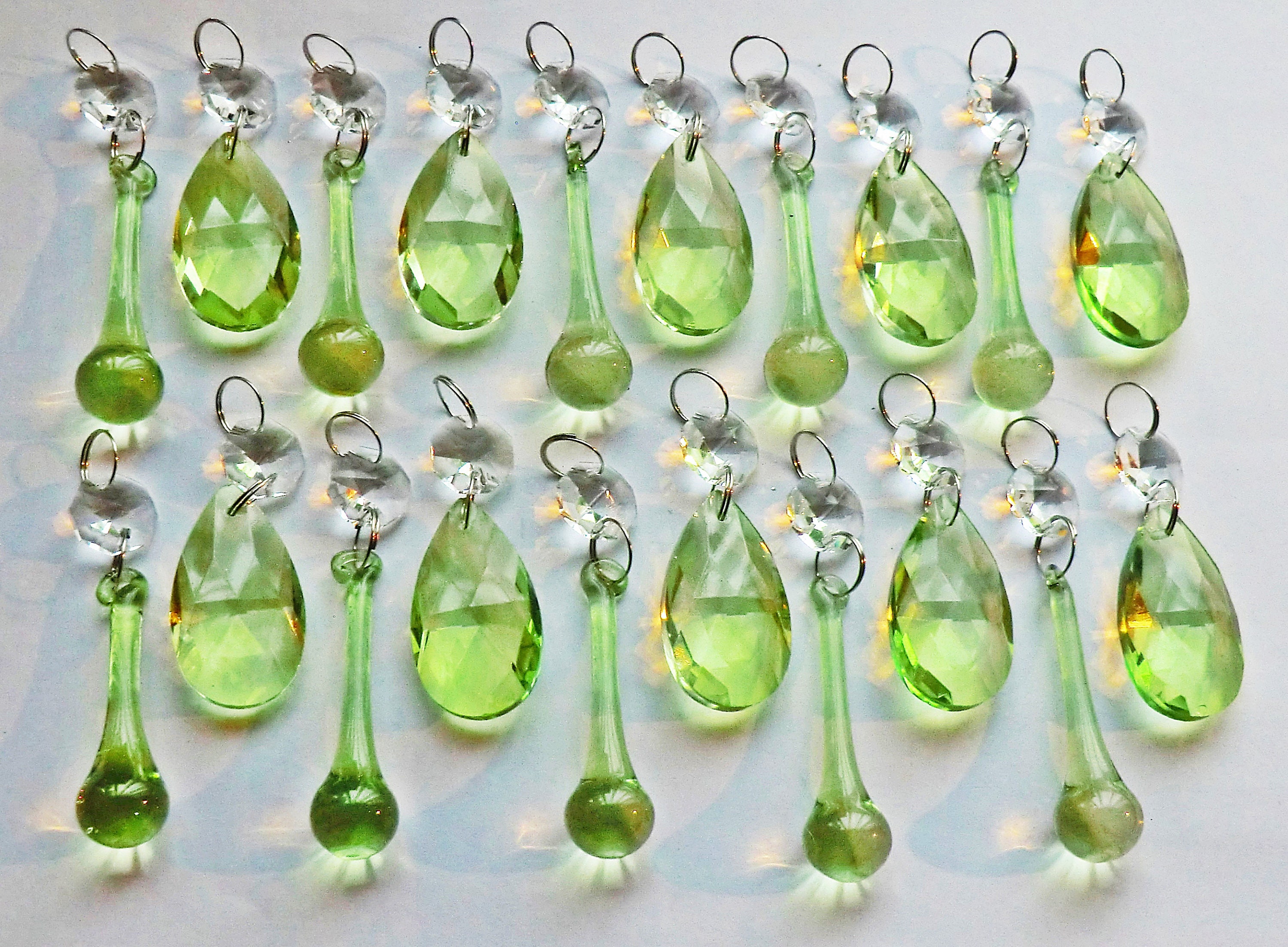 20 Sage Green Chandelier Drops Glass Crystals Droplets Crafts Beads ...