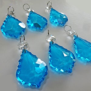 Turquoise Teal Chandelier Drops Glass Crystals Droplets Prisms Leaf ...